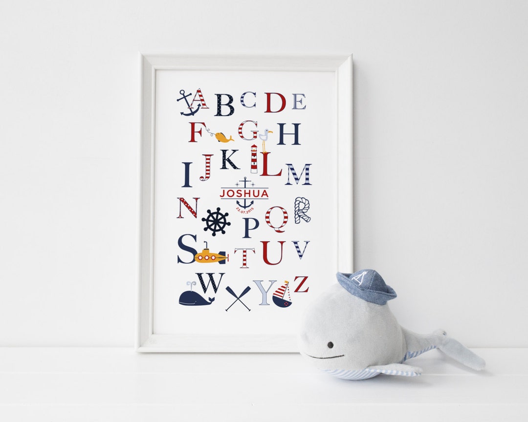 Nautical Alphabet Print for Children - Personalized Nursery Print ...