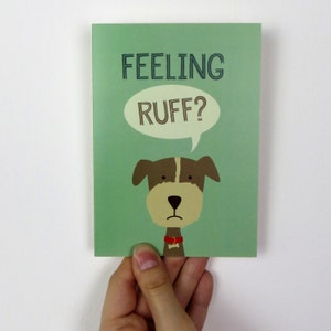 Funny Dog Get Well Card: Feeling Ruff? - Cute Animal Notecard - Get ...