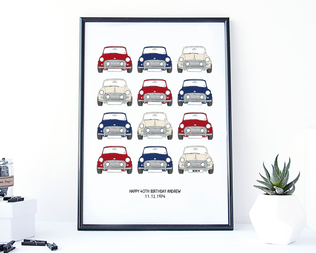 Classic Mini Cooper Car Print - Mini Print - Car Poster - Print for Men ...