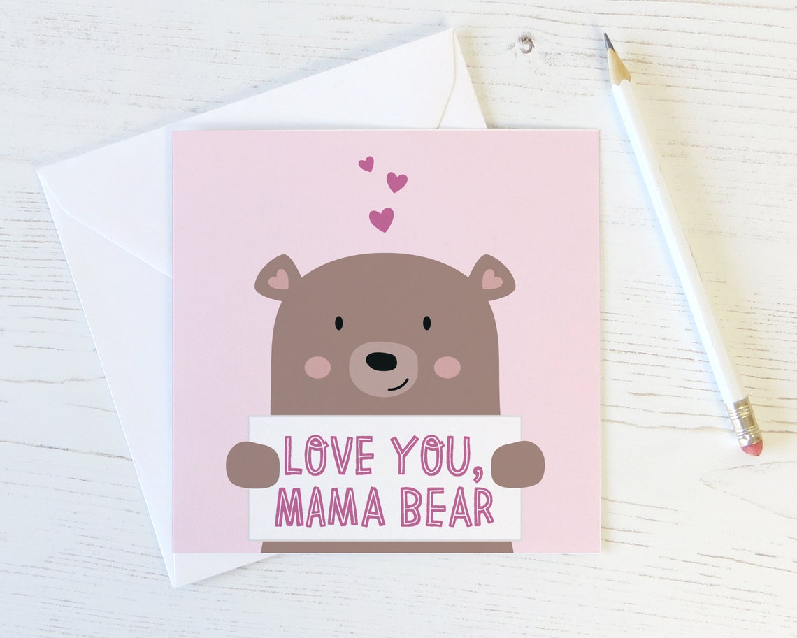 Love You Mama Bear Mothers Day Card Card for Mum - Etsy