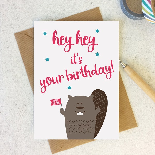 Beaver Birthday Card - Etsy