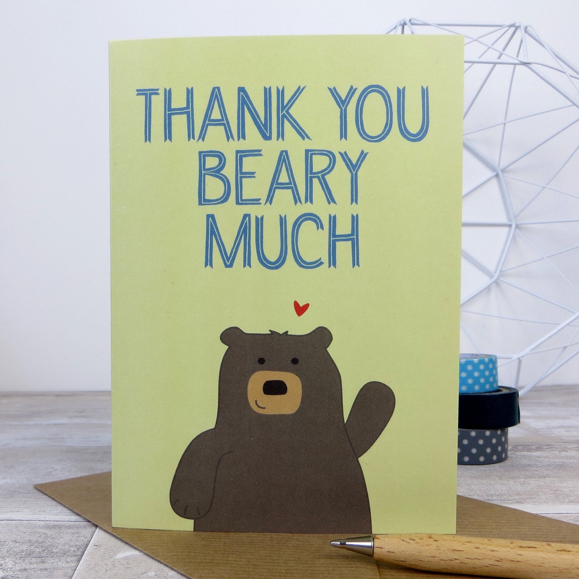 Bear Thank You Card 'thank You Beary Much' Cute Bear - Etsy