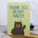 Bear Thank You Card 'thank You Beary Much' - Cute Bear Thankyou Card ...