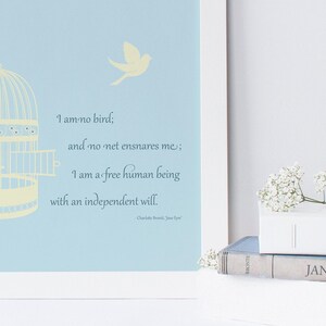 Jane Eyre 'I Am No Bird' Charlotte Bronte Romantic Literary Print - Etsy