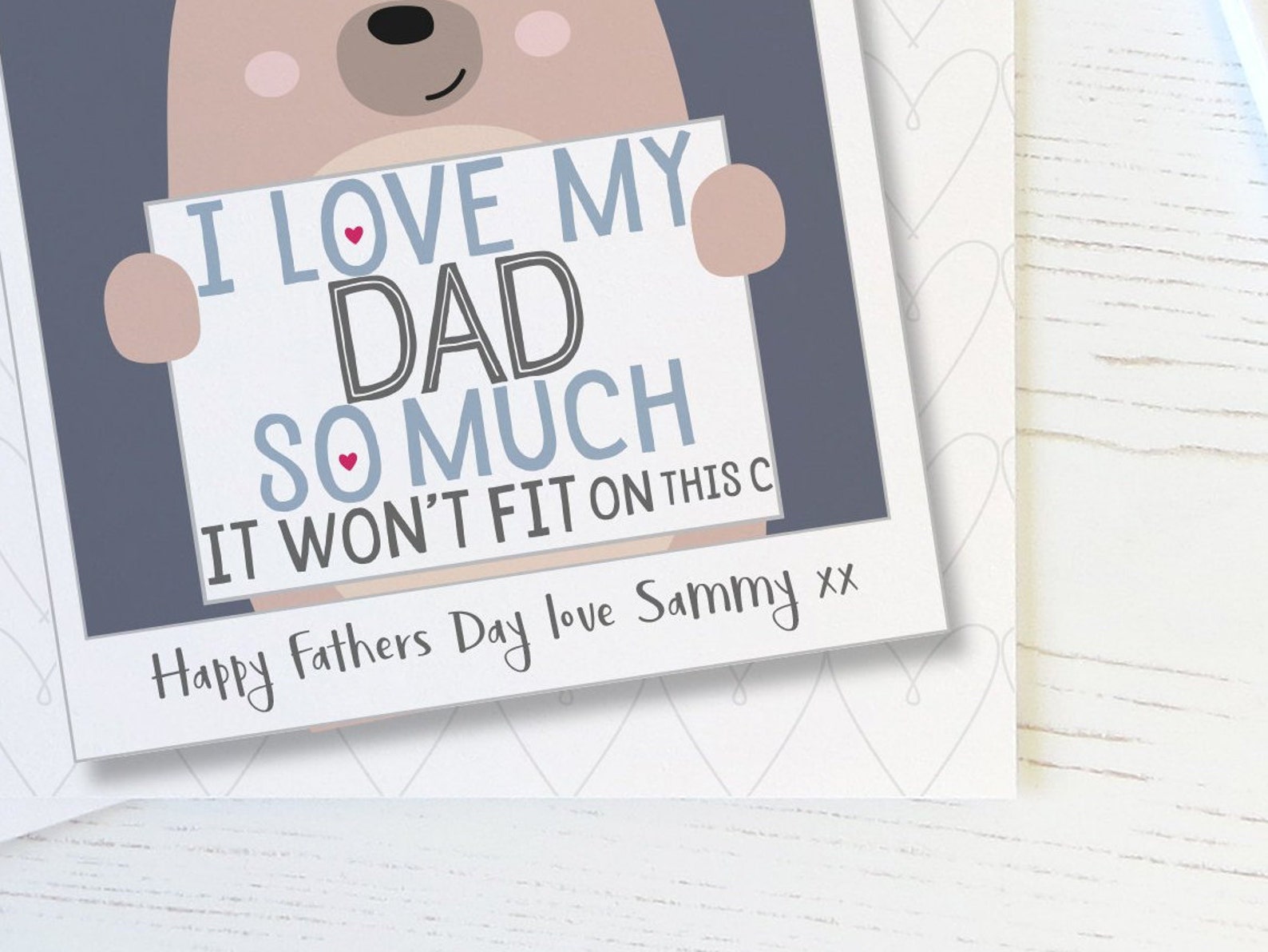 I Love My Daddy So Much Cute Personalised Bear Card for | Etsy