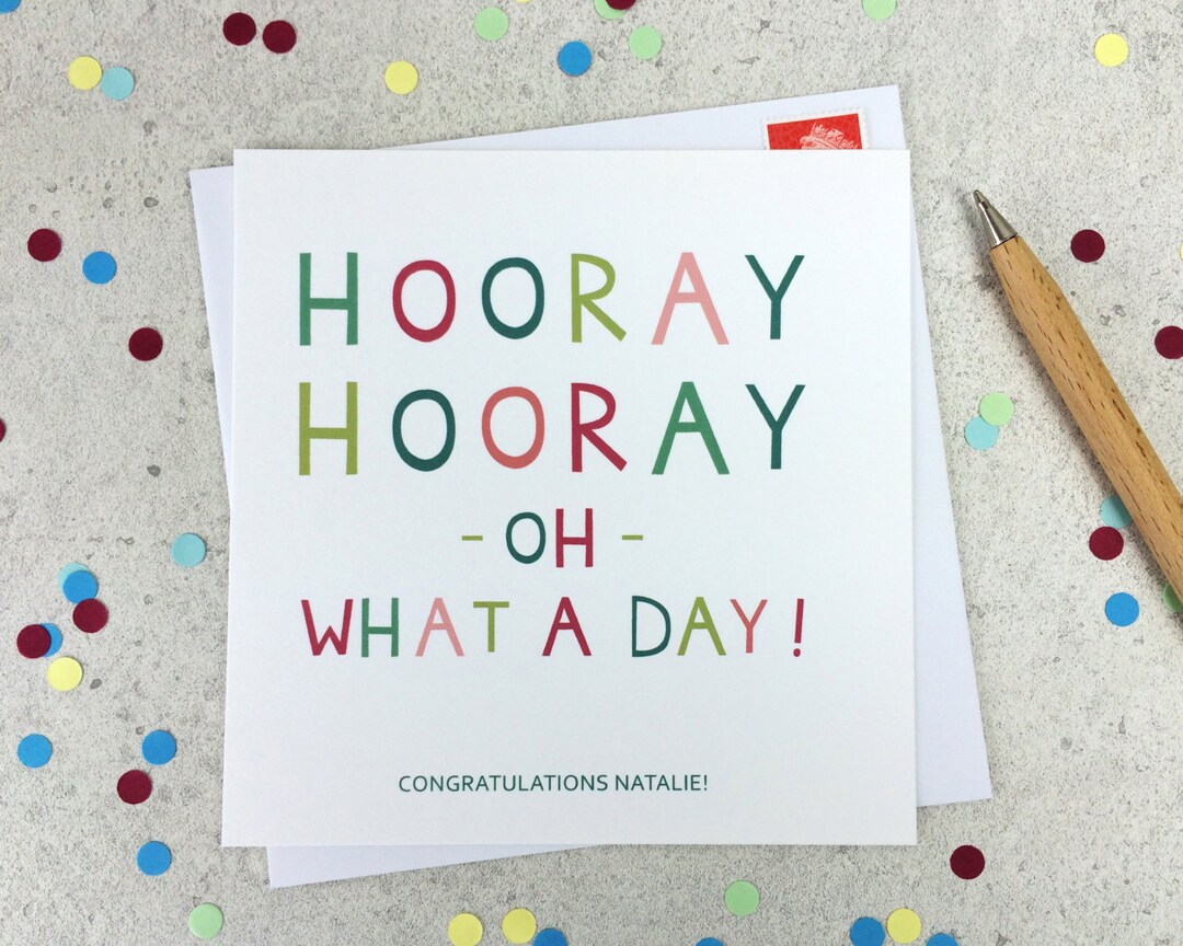 Funny Congratulations Card: 'hooray Hooray' - Personalised Congrats - Etsy