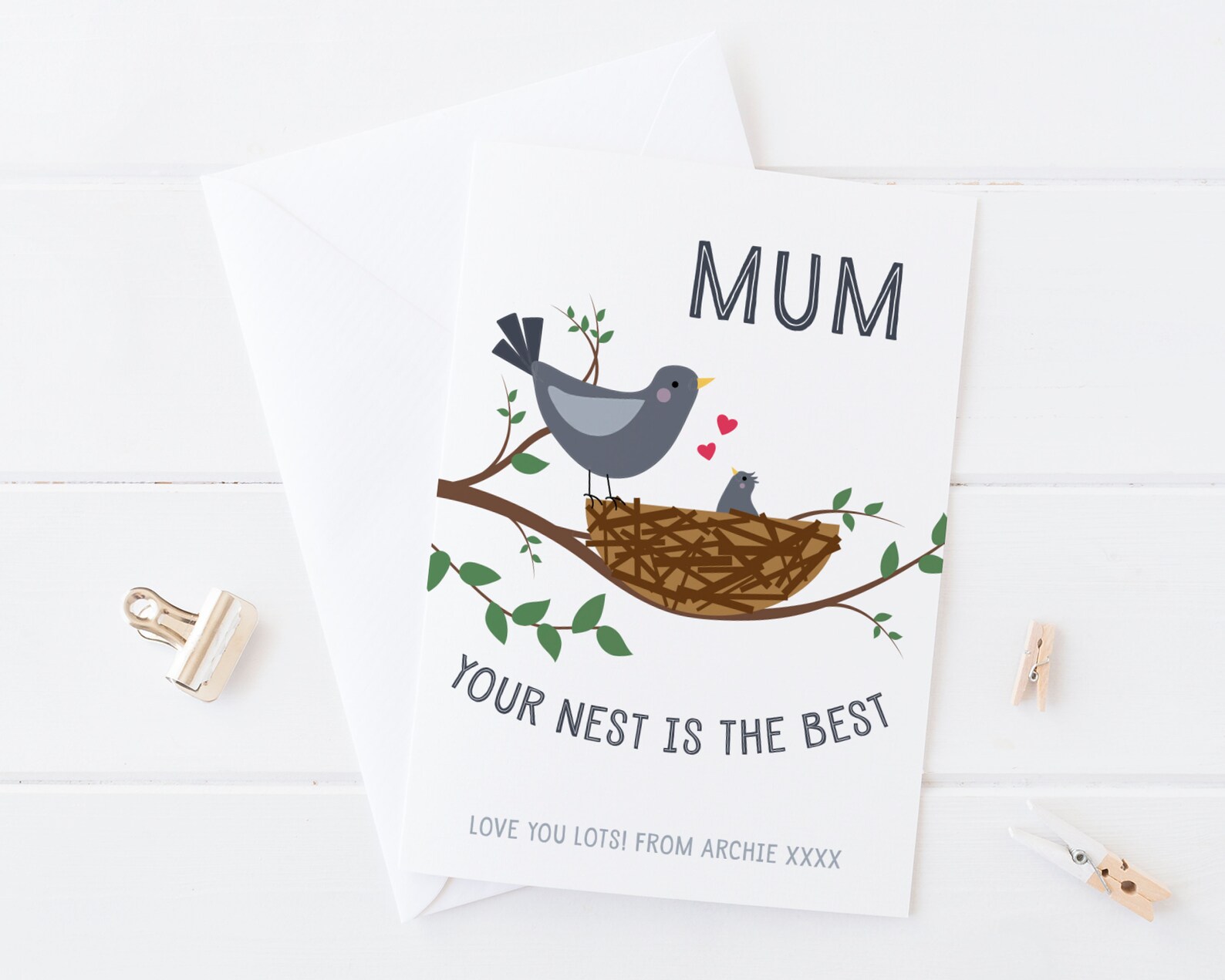 Card for Mum - Your Nest is the Best - Personalised Mothers Day Card ...