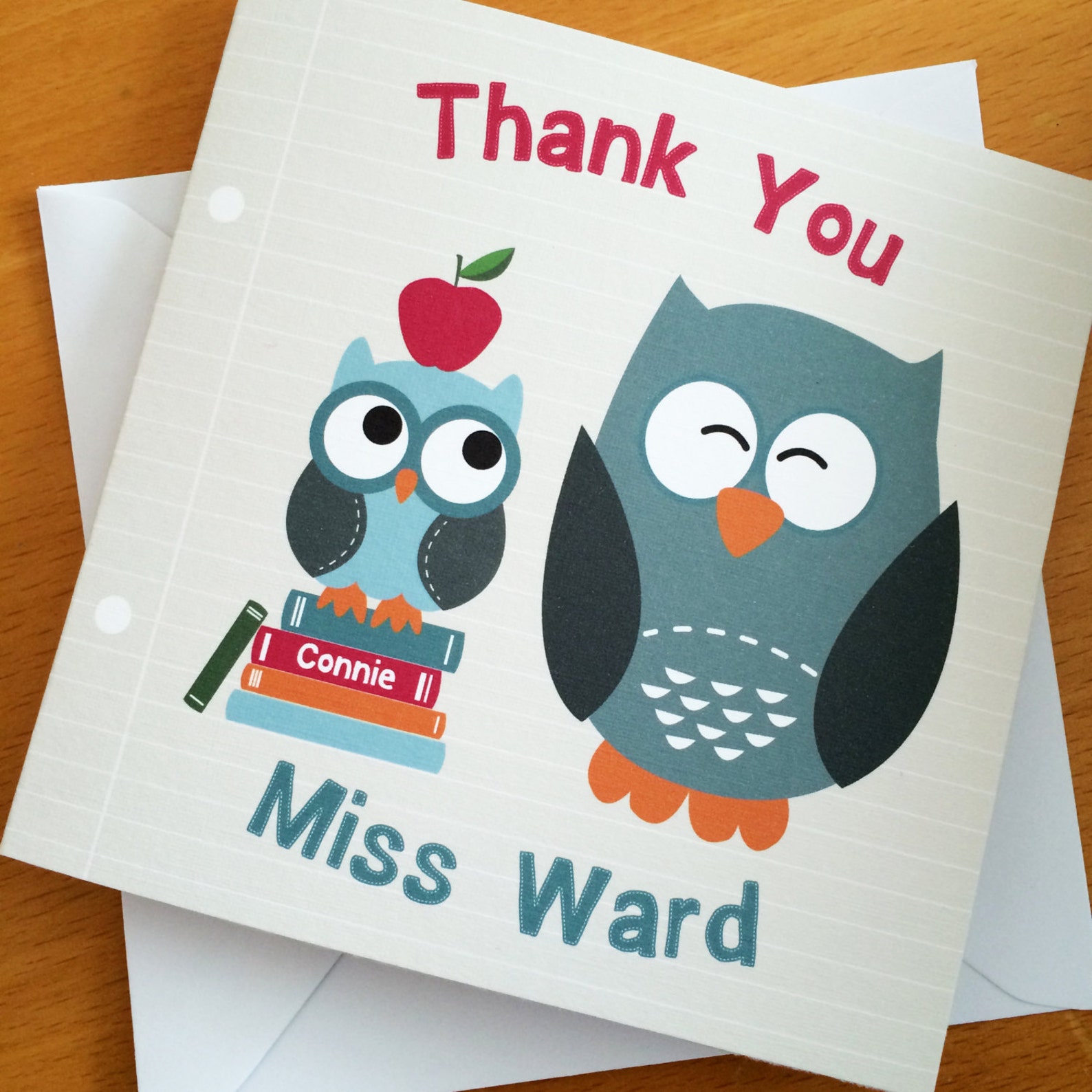 Thank You Teacher Owls Card - Personalised Card - Teacher Gift ...