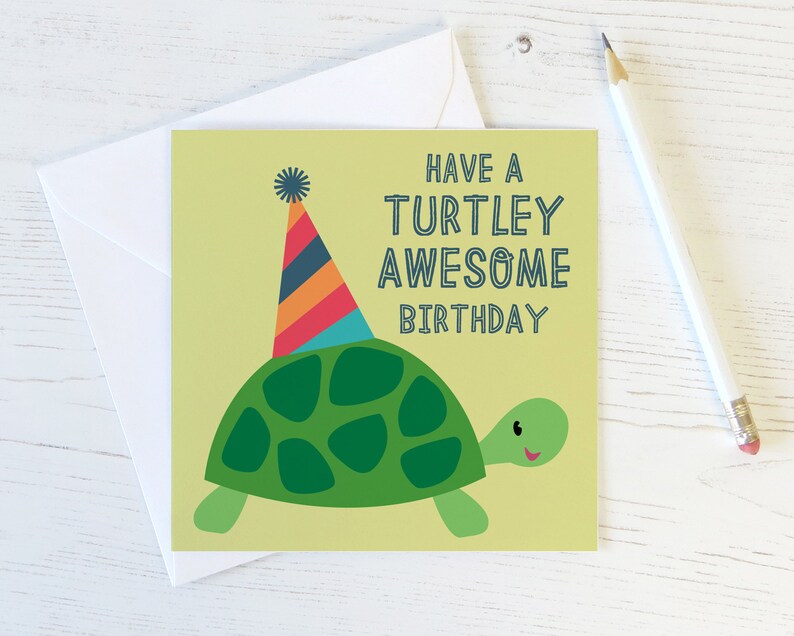 Funny Turtle Birthday Card - Cute Animal Card - Friend Card - Turtle ...