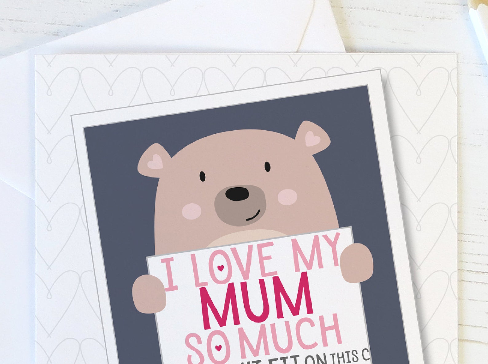 I Love My Mummy So Much Cute Personalised Bear Card for | Etsy