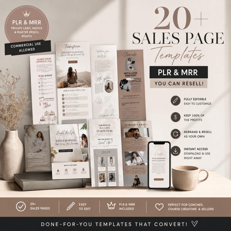 Beacons & Stan Store Sales Page Template | 20+ Sales Page Canva ...