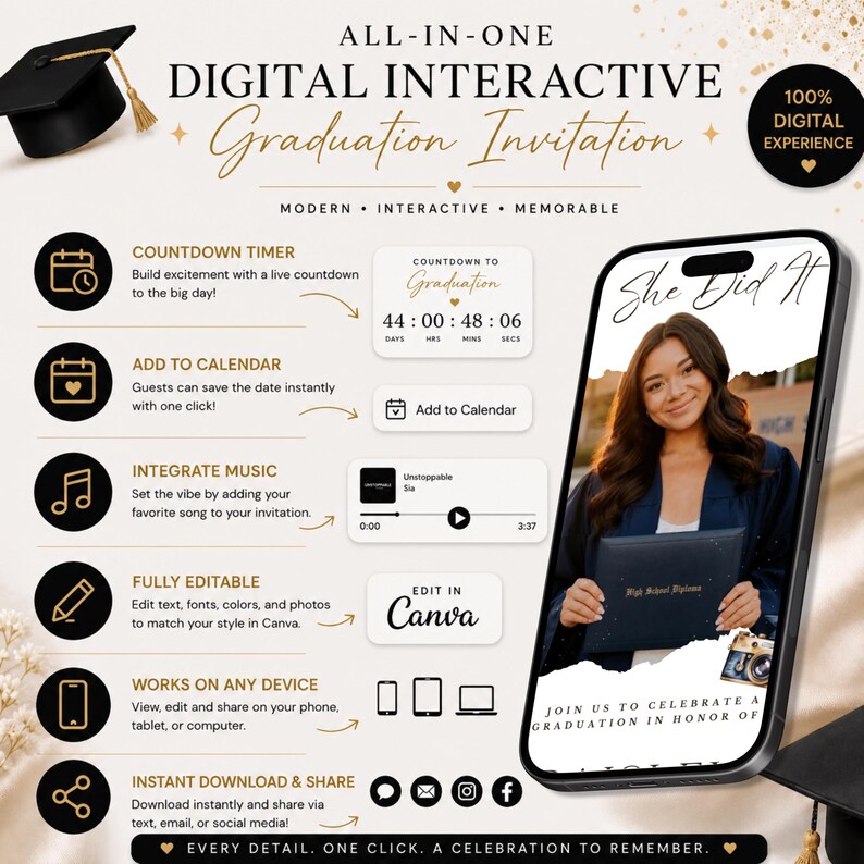 Digital Interactive Graduation Invitation | RSVP Trackable ...