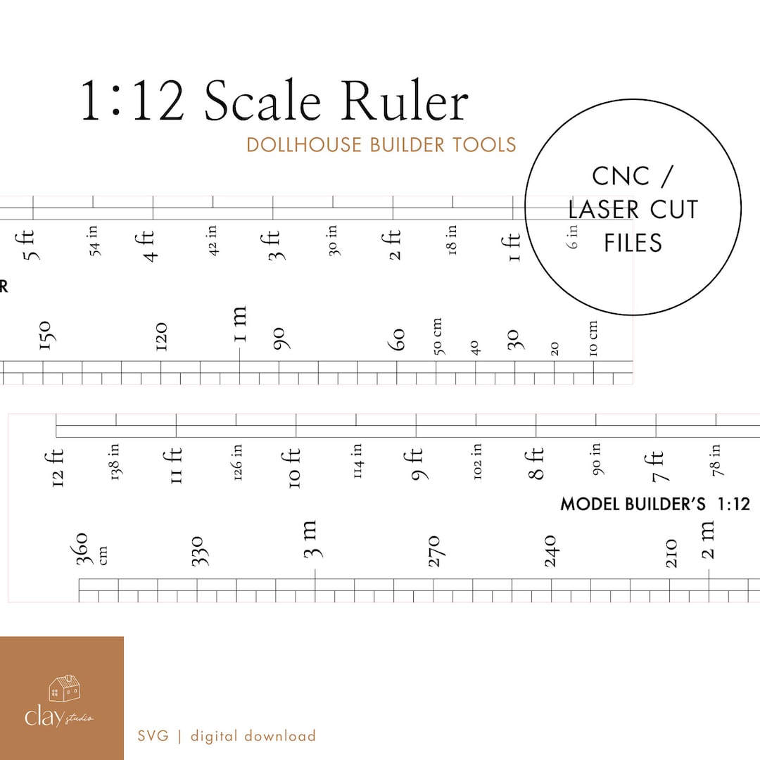 Dollhouse Builder's 1:12 Scale Ruler SVG for CNC or Laser Cutting, DIY ...