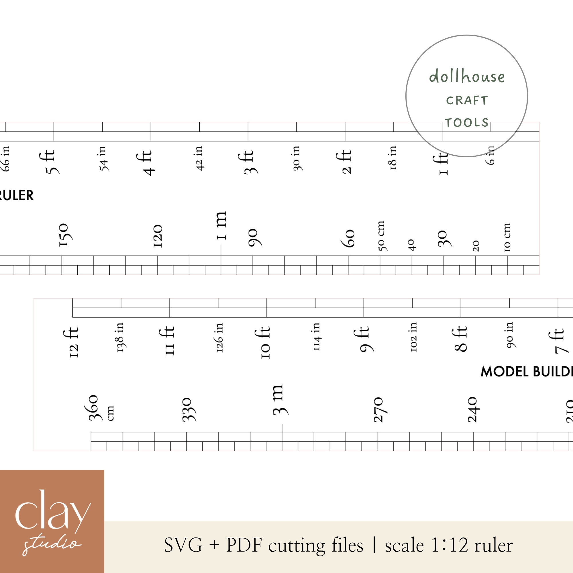 Dollhouse Builder's 1:12 Scale Ruler SVG | Laser Cutting Files | DIY ...