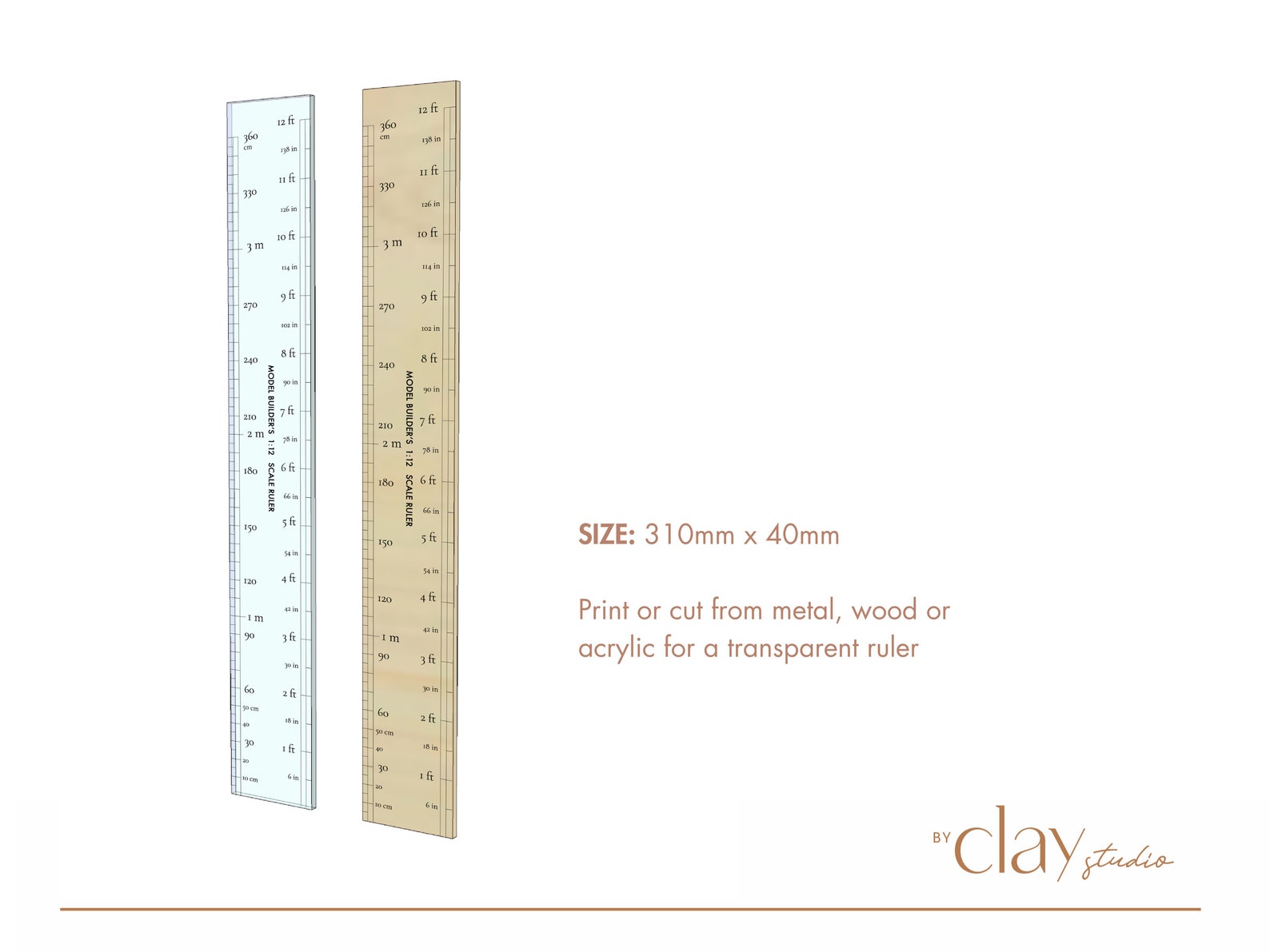 Dollhouse Builder's 1:12 Scale Ruler SVG | Laser Cutting Files | DIY ...