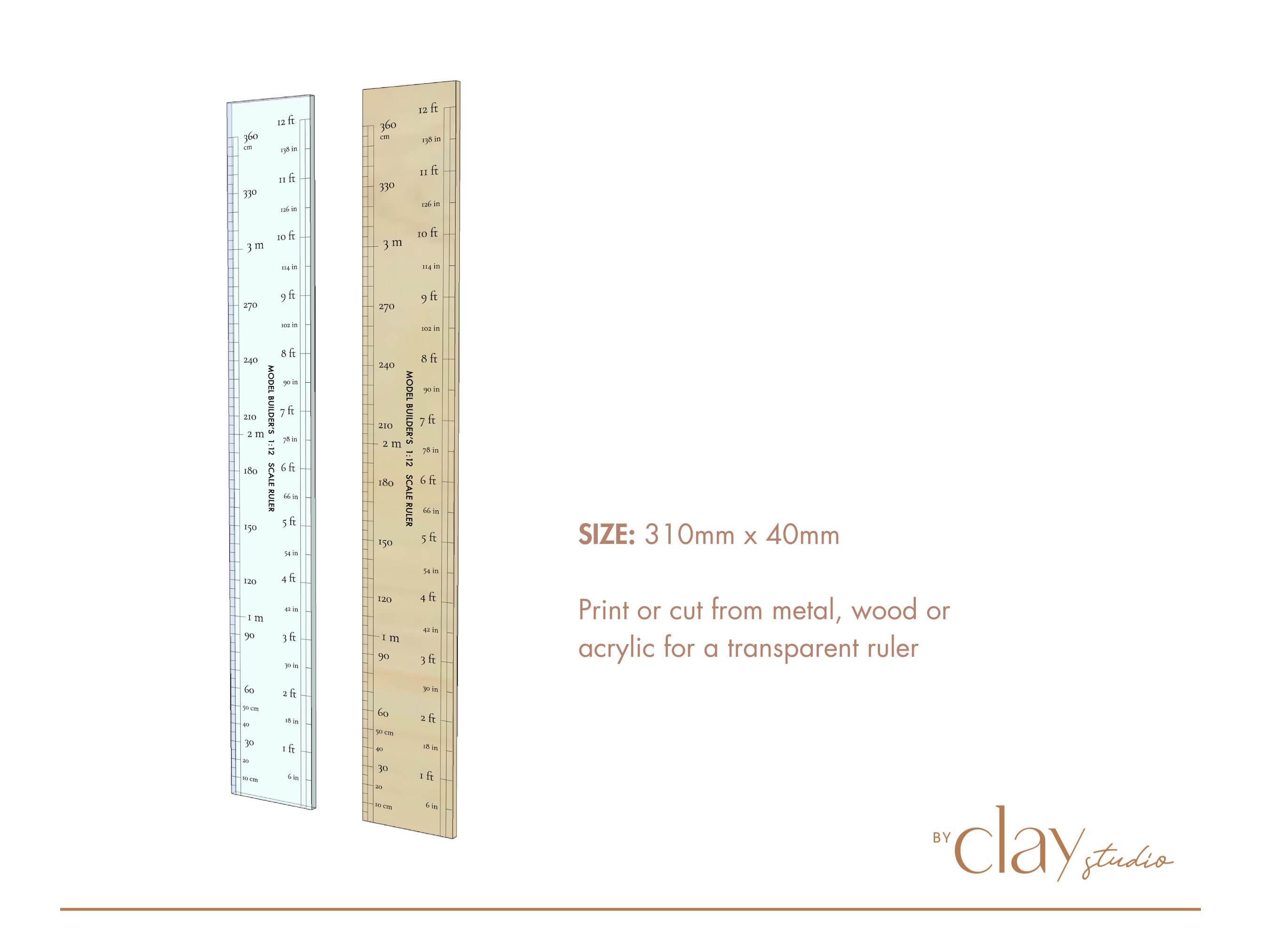 Dollhouse Builder's 1:12 Scale Ruler SVG | Laser Cutting Files | DIY ...