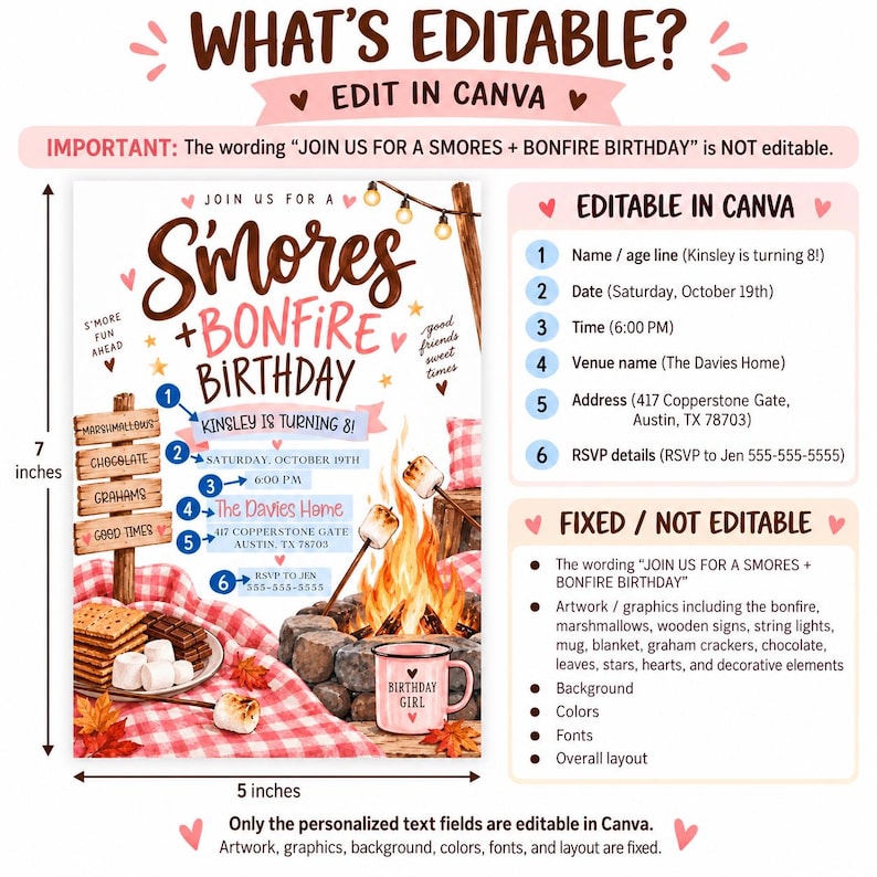 Camping Birthday Invitation, Fall Campfire Invite, S'more Fun Awaits ...