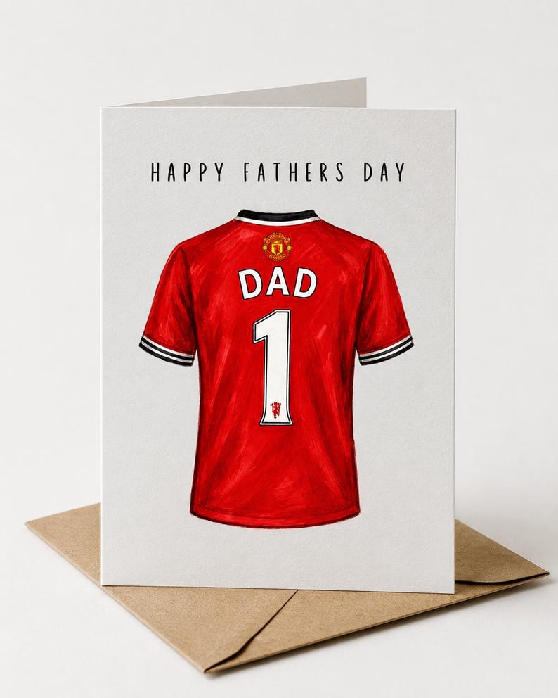 Personalised Football Shirt Card | Custom Team Colours, Dad Number 1 - Etsy