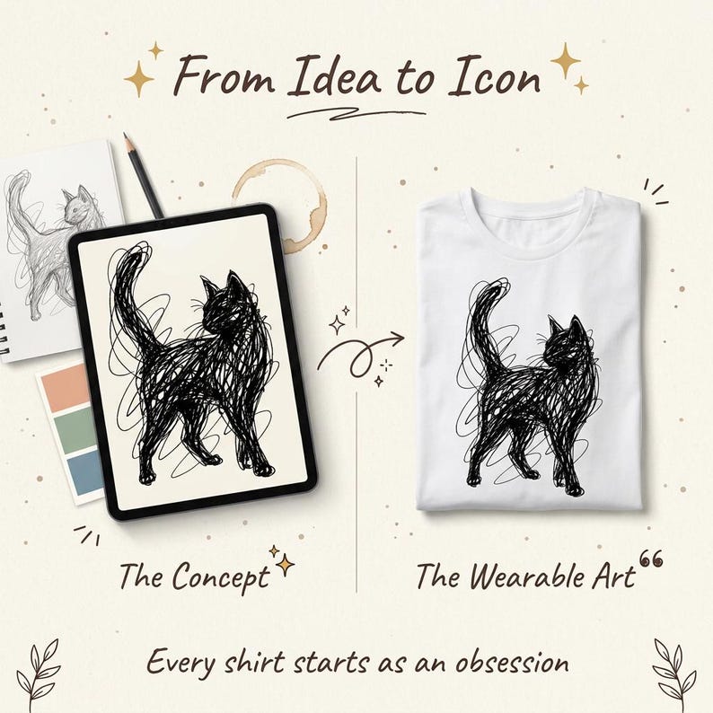 Scribble Cat T-shirt | Minimalist Pet Drawing Tee | Cat Lover Gift - Etsy