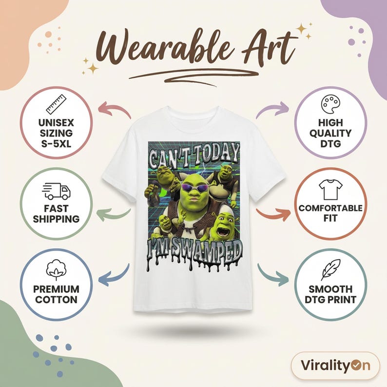 Shrek Shirt | Cant Today Im Swamped Meme Tee | Y2K Ogre Fan Gift - Etsy