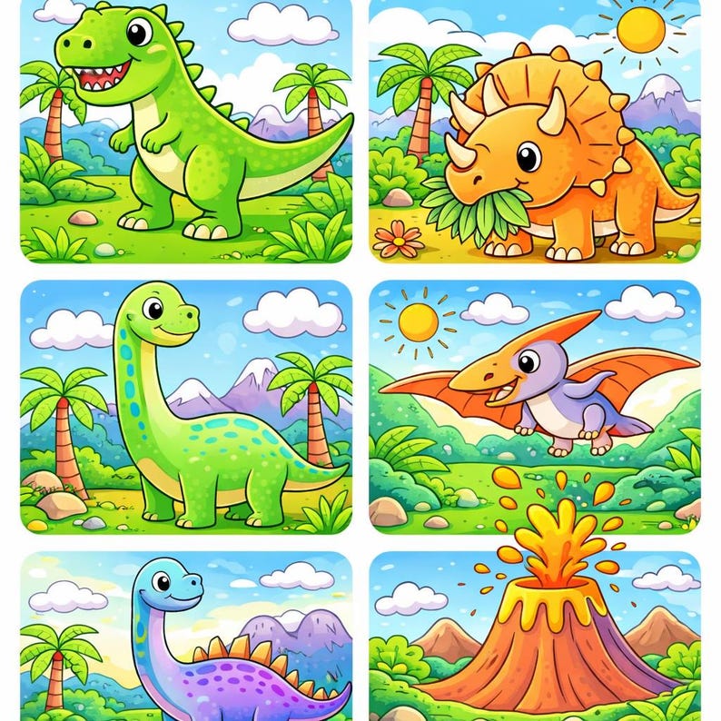 Dinosaur Coloring Pages PDF | 10 Pages for Kids 4-8 | Creative Fun ...
