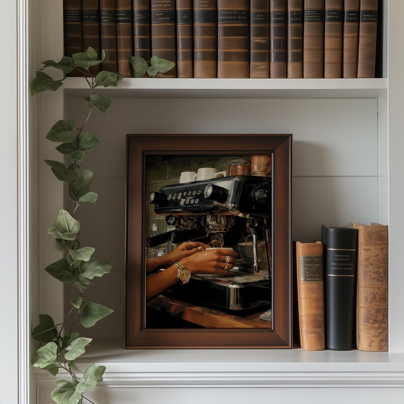 Afrocentric Espresso Machine Art: Chic Coffee Shop Illustration ...
