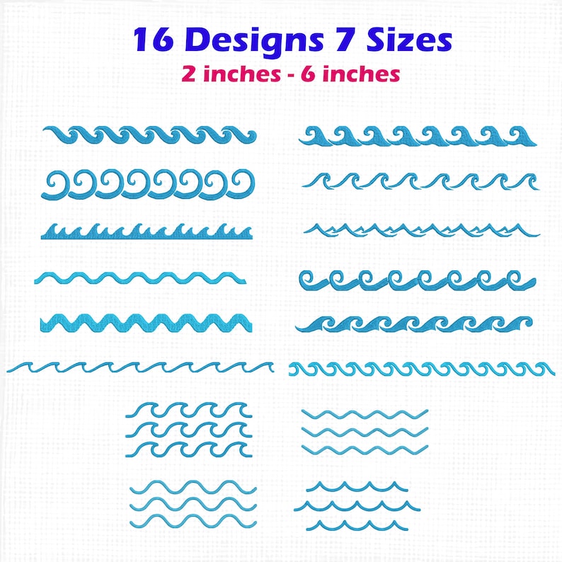 Ocean Waves Embroidery Design, Wave Border Embroidery File, Sea Waves ...