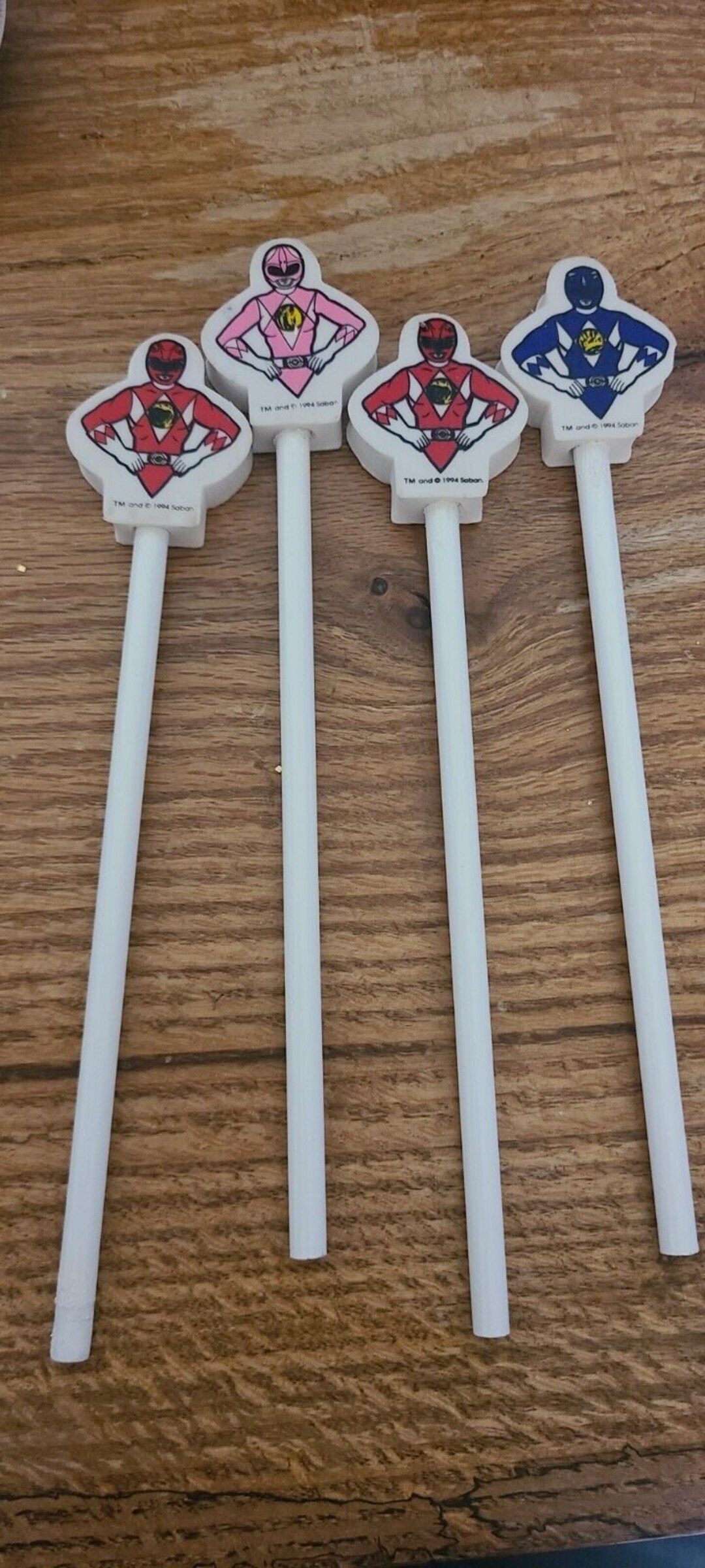 Lot of 4 1994 Mighty Morphin Power Rangers Pencil W/ Eraser - Etsy