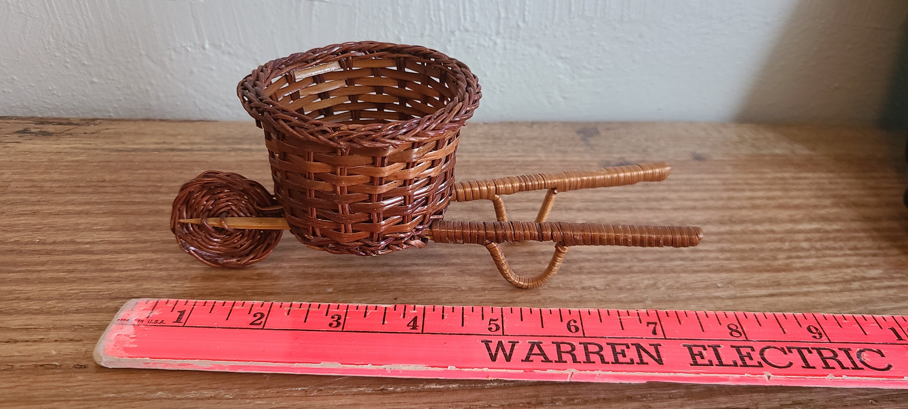 Vintage Wicker Small Wheelbarrow - Etsy