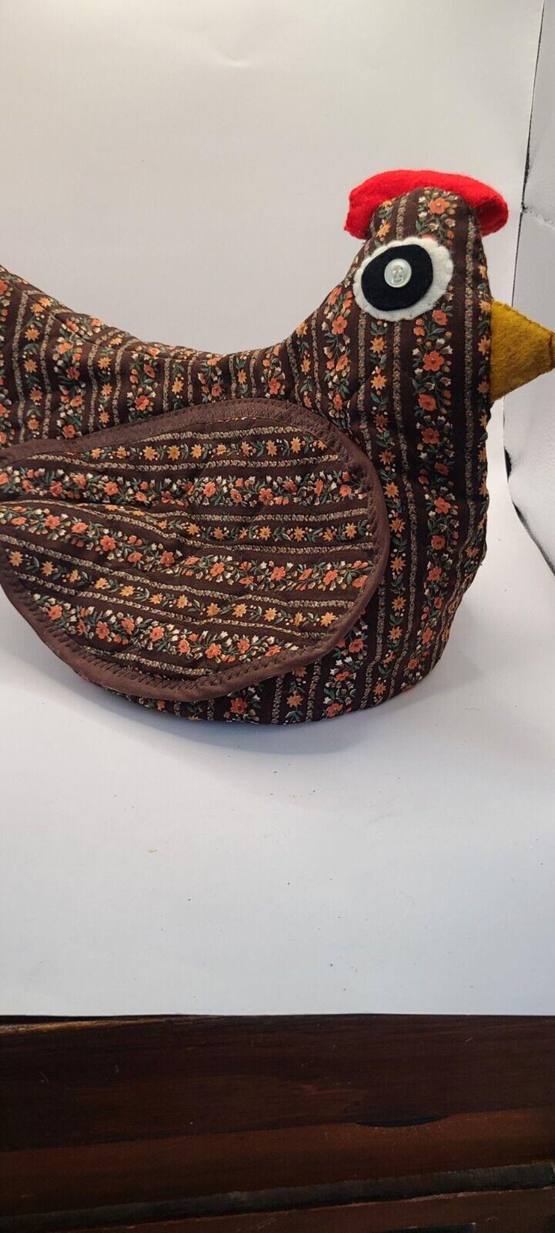 Vintage Quilted Floral Chicken Toaster Cover Brown Floral Design ...