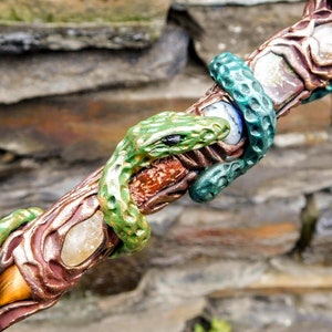 Snake Wand With Eagle Totem, Double Snakes Totem Wand, Crystal Wand ...