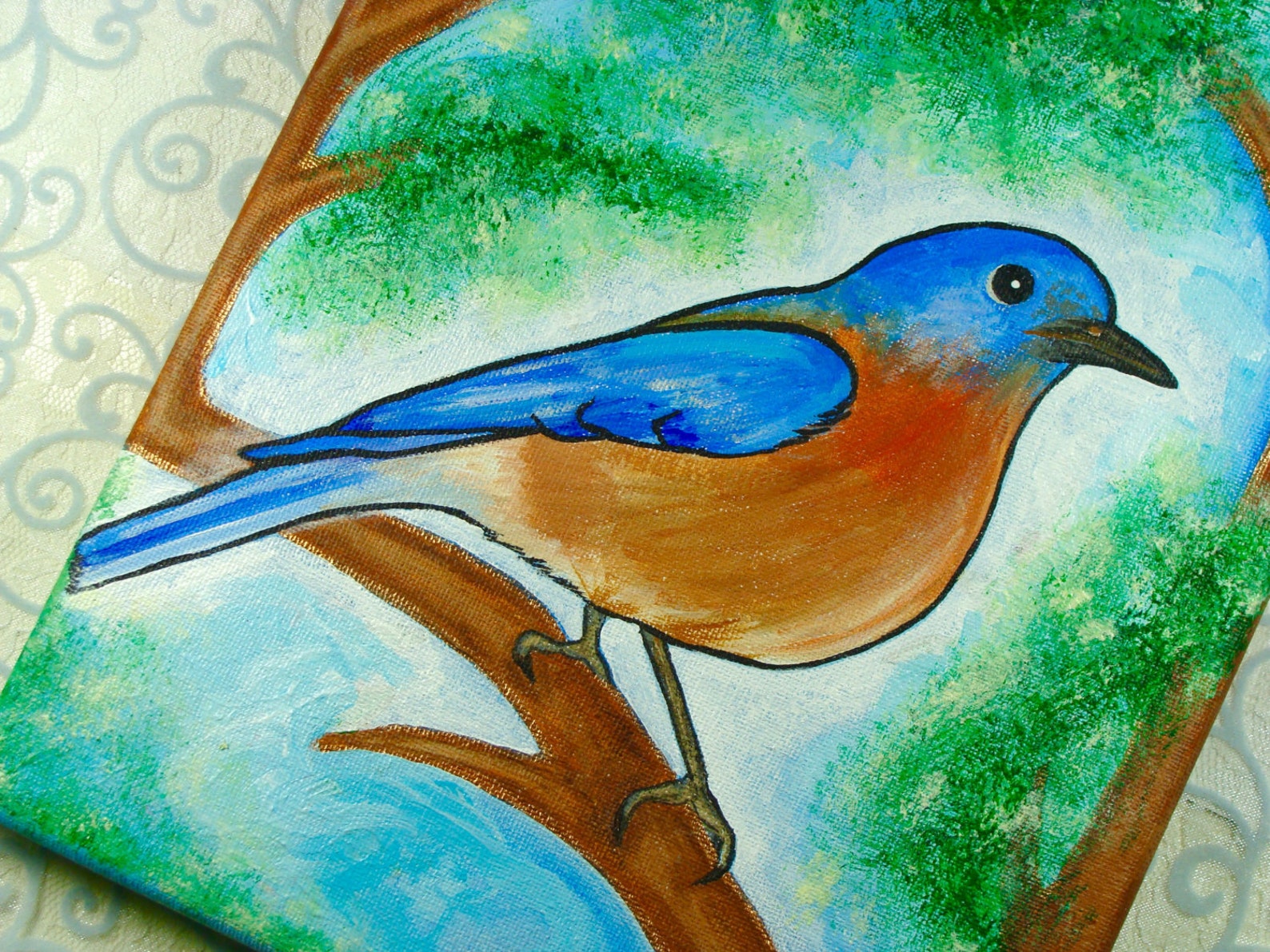 Bluebird Painting Eastern Bluebird Painting Bluebird Art | Etsy