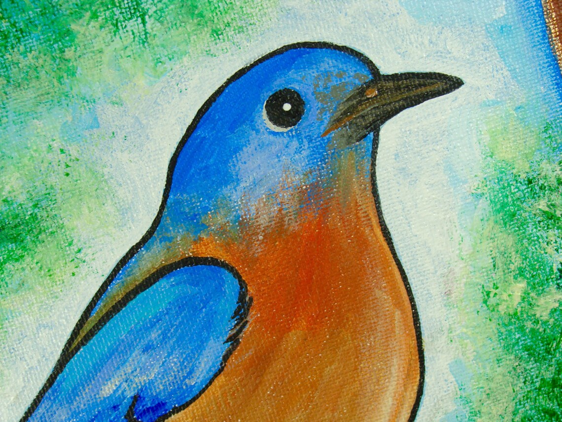 Bluebird Painting Eastern Bluebird Painting Bluebird Art - Etsy