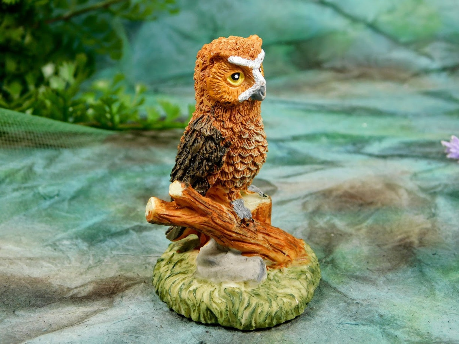 Great Horned Owl Figurine in Sculpted Resin Vintage Great - Etsy
