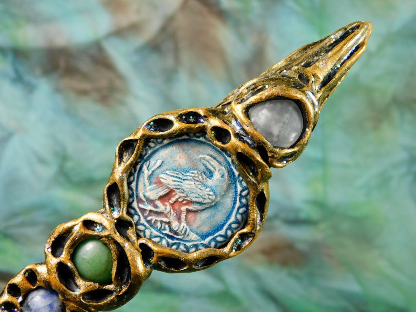 Crystal Wand With Raven Totem Raven Wand With Aventurine Red - Etsy