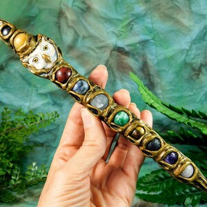 Crystal Wand With Owl Totem, Snowy Owl Wand With Red Jasper, Sodalite ...