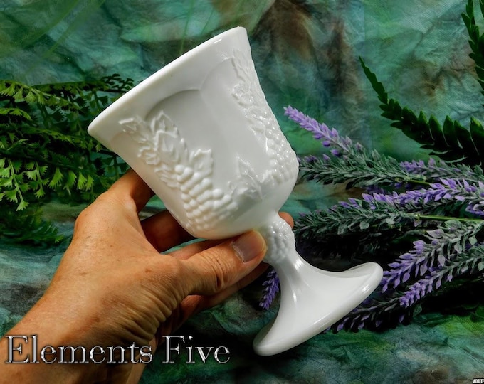 White Chalice, Vintage White Glass Chalice, Milk Glass Chalice With ...
