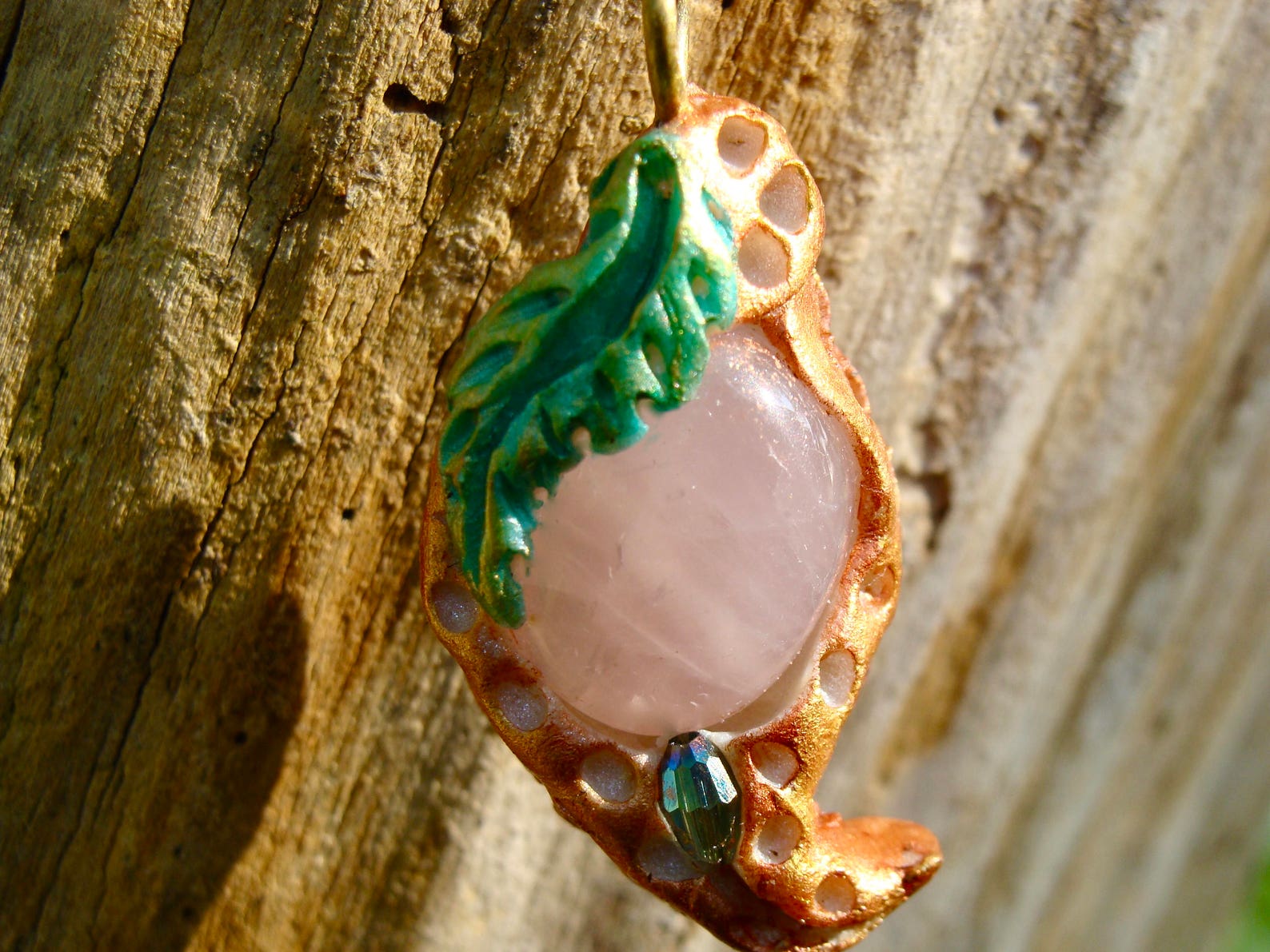 Rose Quartz Clay Pendant Necklace Rose Quartz Crystal - Etsy