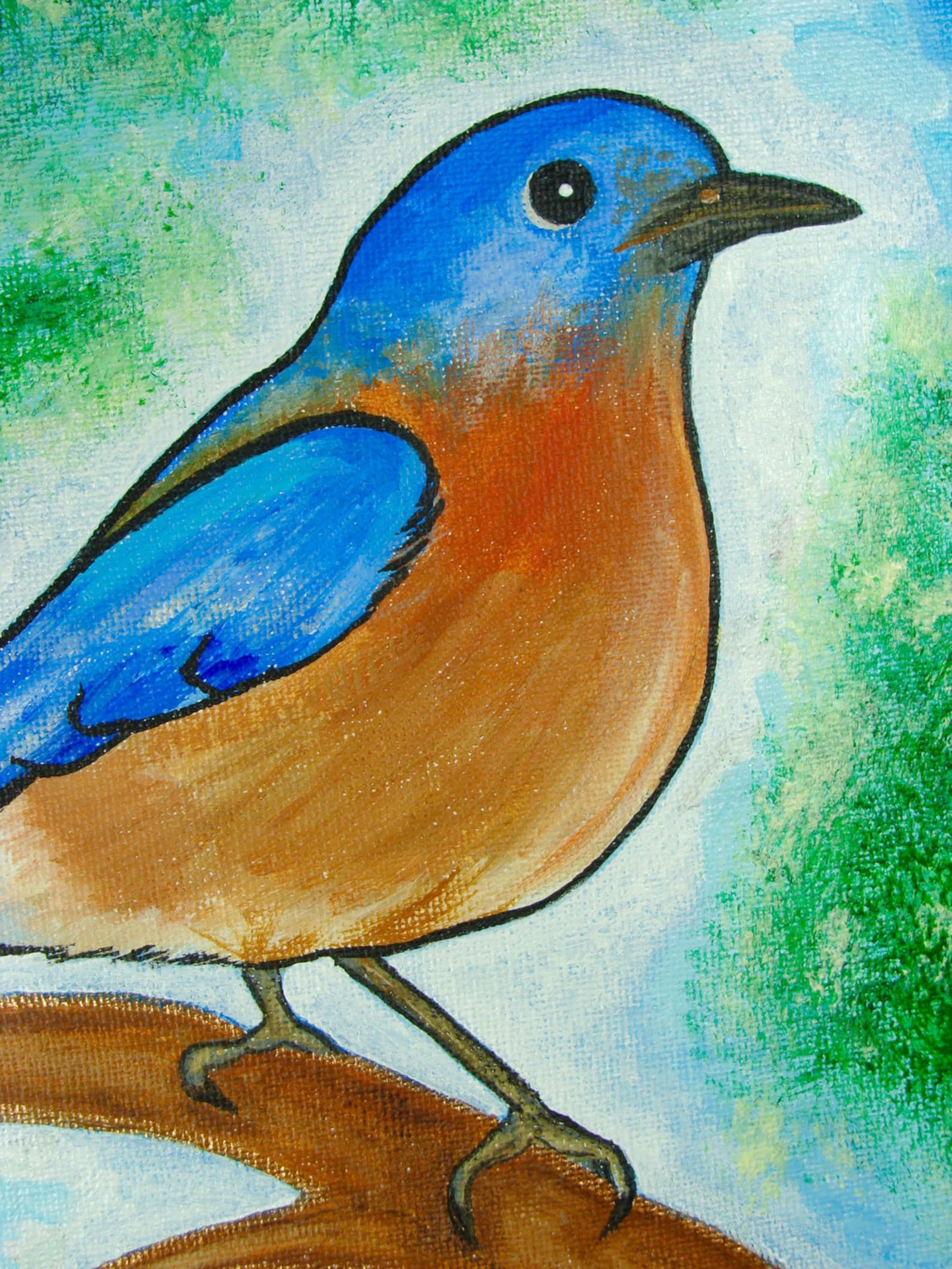 Bluebird Painting Eastern Bluebird Painting Bluebird Art | Etsy