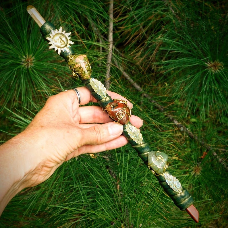 Sun Magic Wand Crystal Wand With Sun Totem Witch Wand With - Etsy