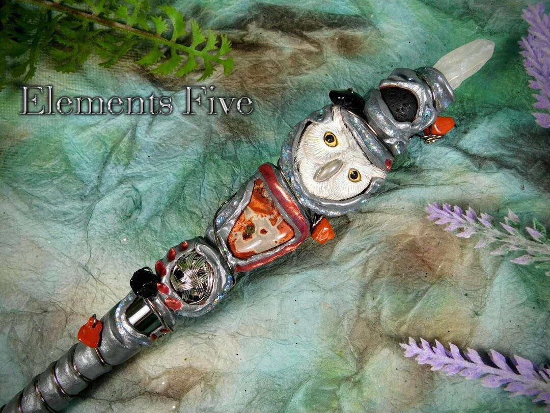 Wand, Owl Totem Crystal Wand, Crystal Wand With Snowy Owl Totem, Owl ...