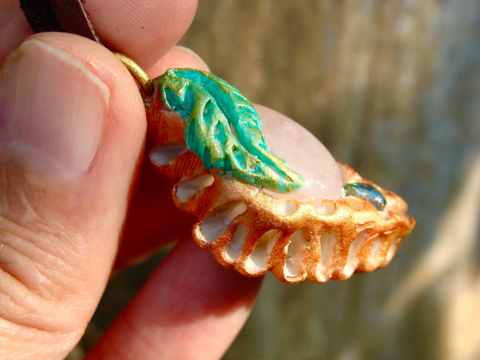 Rose Quartz Clay Pendant Necklace Rose Quartz Crystal - Etsy