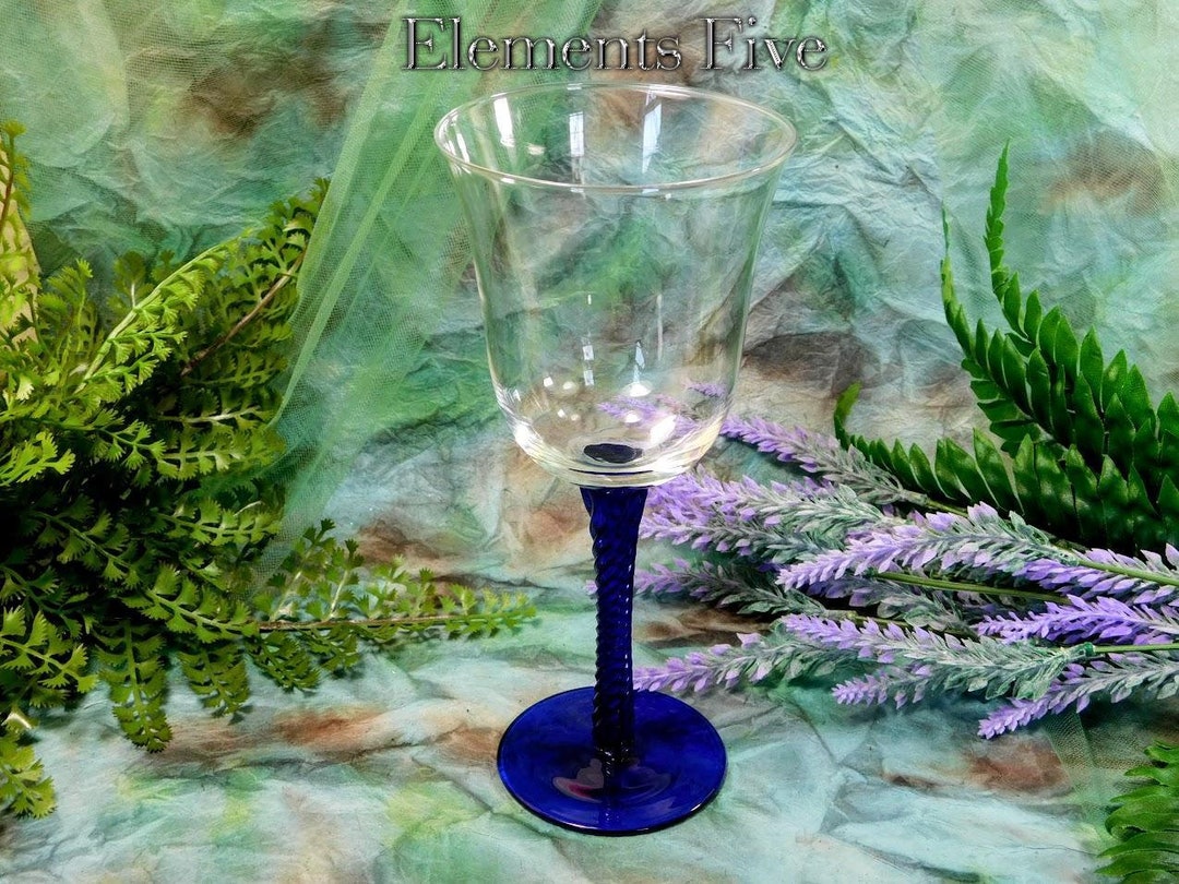 Clear Glass Chalice With Blue Stem and Foot, Clear Glass Chalice With ...