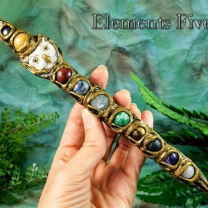 Crystal Wand With Owl Totem, Snowy Owl Wand With Red Jasper, Sodalite ...