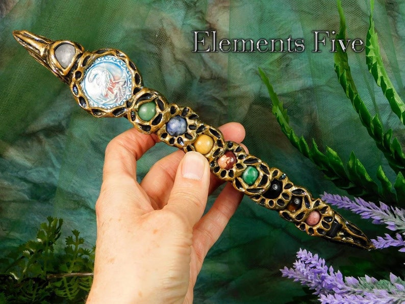 Crystal Wand With Raven Totem Raven Wand With Aventurine Red - Etsy