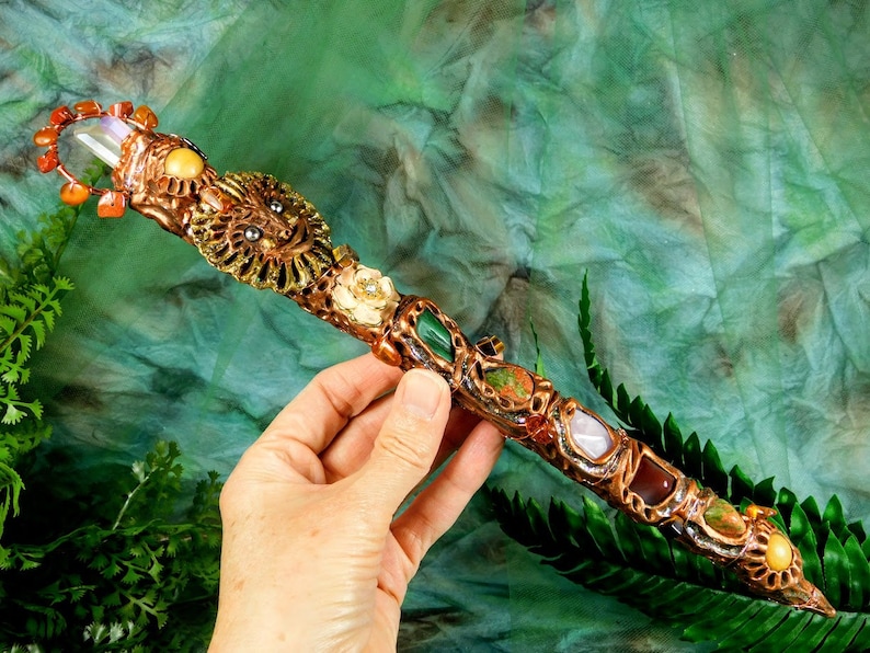 Sun Magic Wand Crystal Wand With Sun Totem Witch Wand With - Etsy
