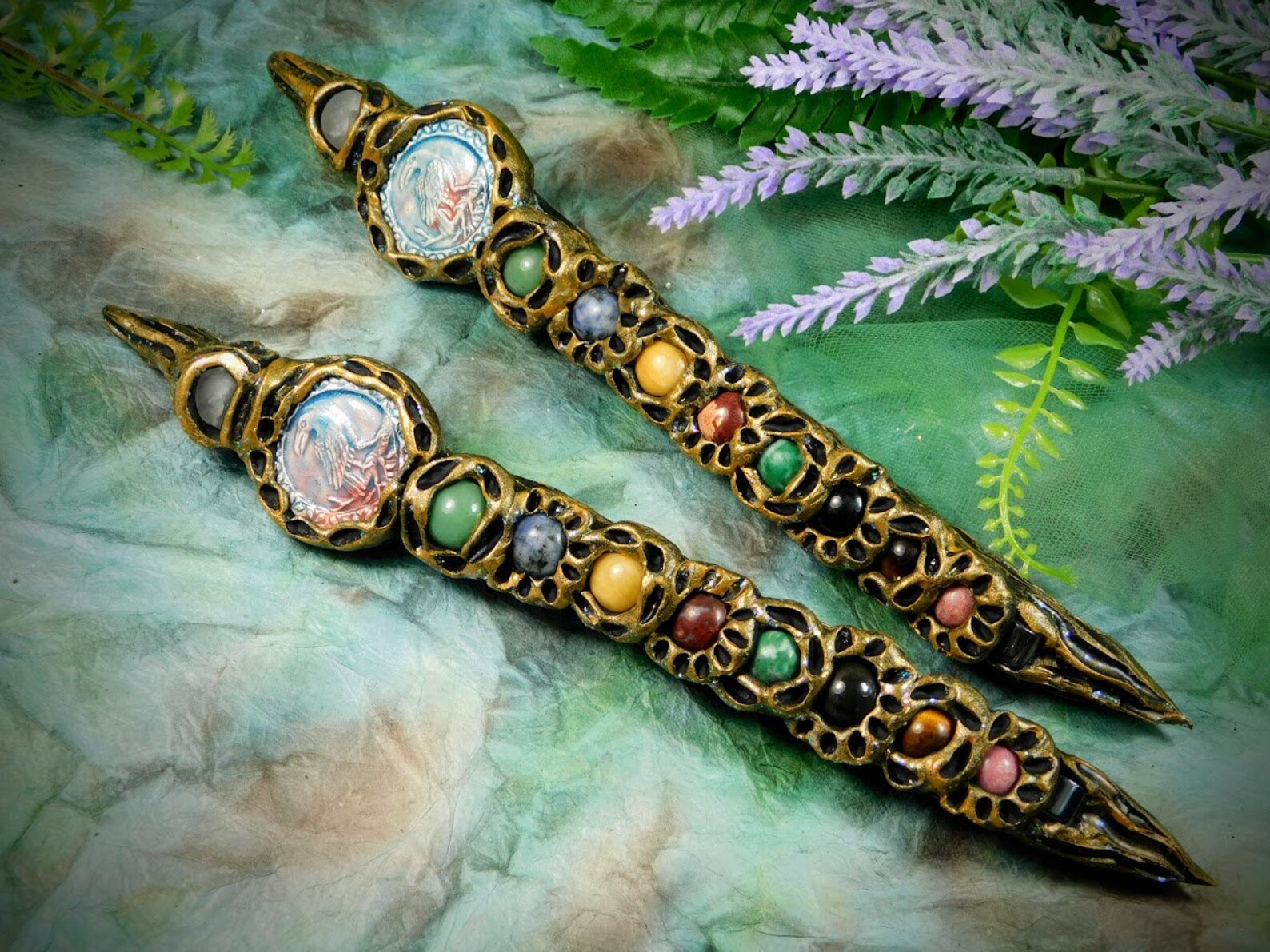 Crystal Wand With Raven Totem Raven Wand With Aventurine Red - Etsy