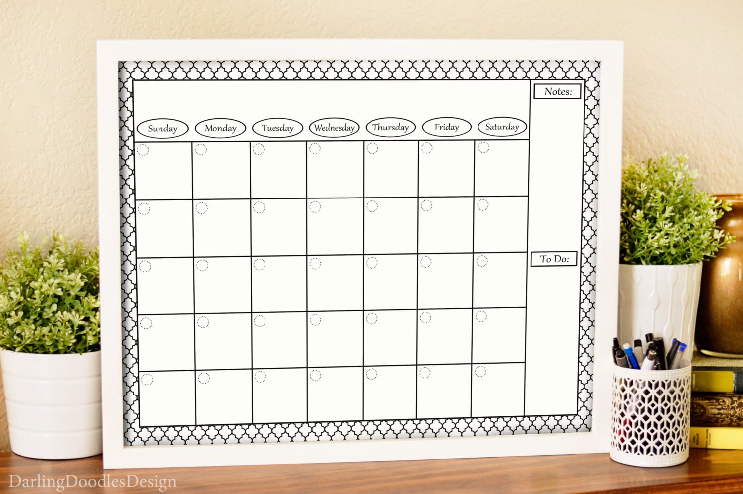 Printable Monthly Calendar Dry Erase Calendar DIY Calendar | Etsy