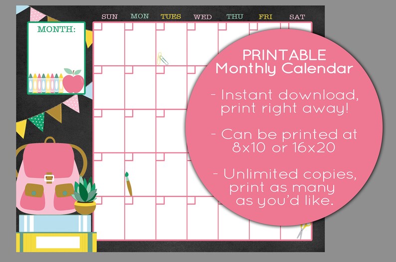 Back to School Calendar Homeschool Classroom Decor - Etsy