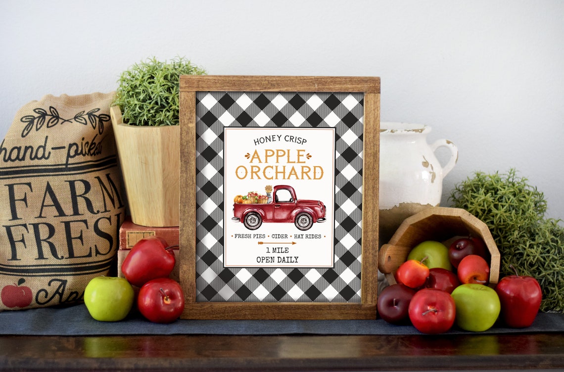 Apple Orchard Fall Sign Autumn Farmhouse Decor Pumpkin | Etsy